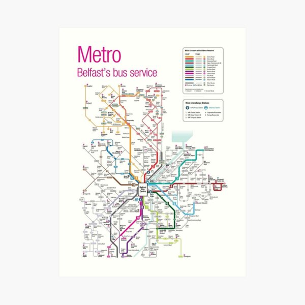 "Belfast City Train Bus Metro Map" Art Print for Sale by Linkbekka ...