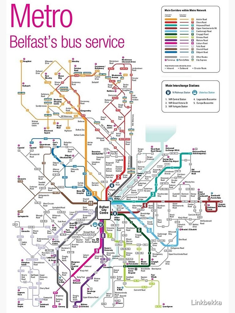 "Belfast City Train Bus Metro Map" Poster for Sale by Linkbekka | Redbubble