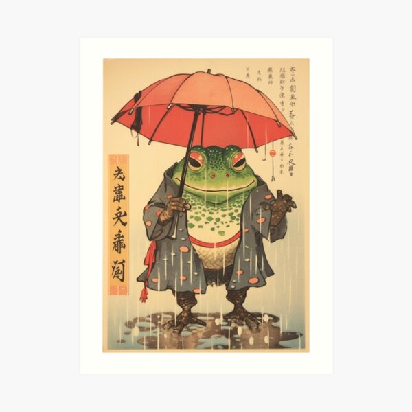 "Japanese Frog Poster, Matsumoto Hoji Poster, Funny Frog Poster, Frog ...