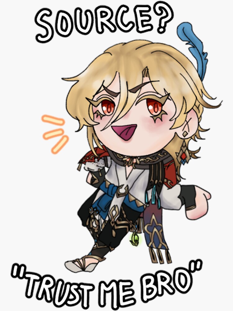 "Genshin Impact Kaveh “Source ‘Trust me bro’”" Sticker for Sale by ...