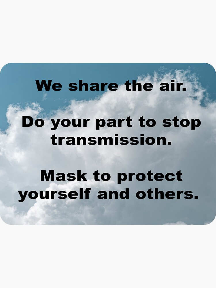 "We share the air" Sticker for Sale by CovidSafety | Redbubble