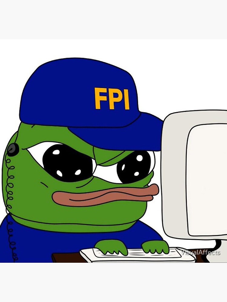"FBI Pepe, FBI Agent Funny Meme, Pepe the Frogman, Cute Frog" Sticker ...