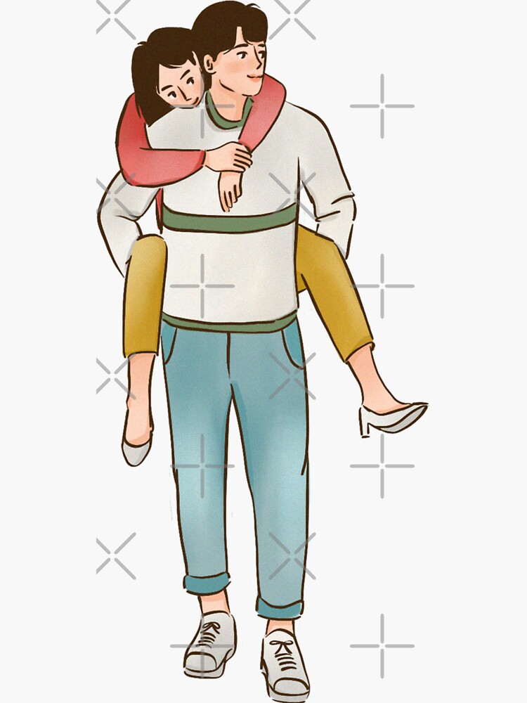 "Piggyback Couple" Sticker for Sale by Sunflower5576 | Redbubble