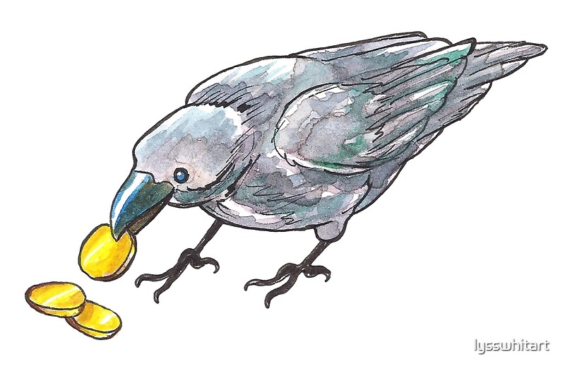 "Ooh, Shiny! Crow Illustration" by lysswhitart | Redbubble