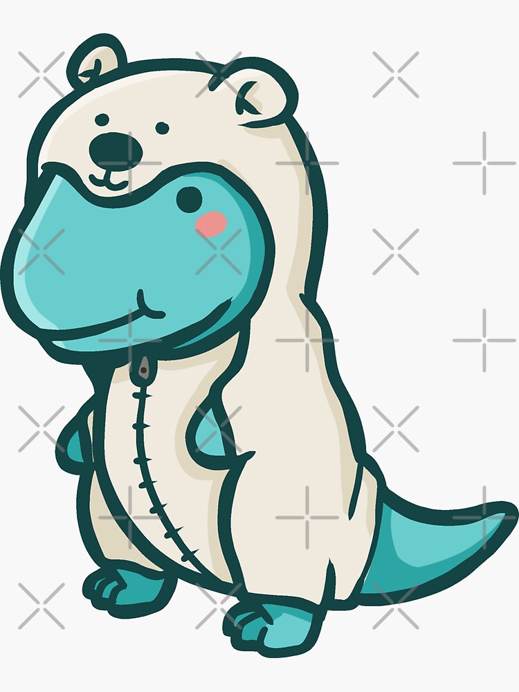 "Cute T-Rex in polar bear pajamas, dino, dinosaur" Sticker by hugadino ...