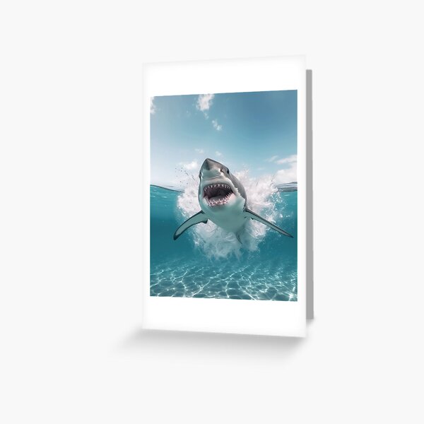 "Angry Great White Shark" Greeting Card for Sale by libanmax | Redbubble