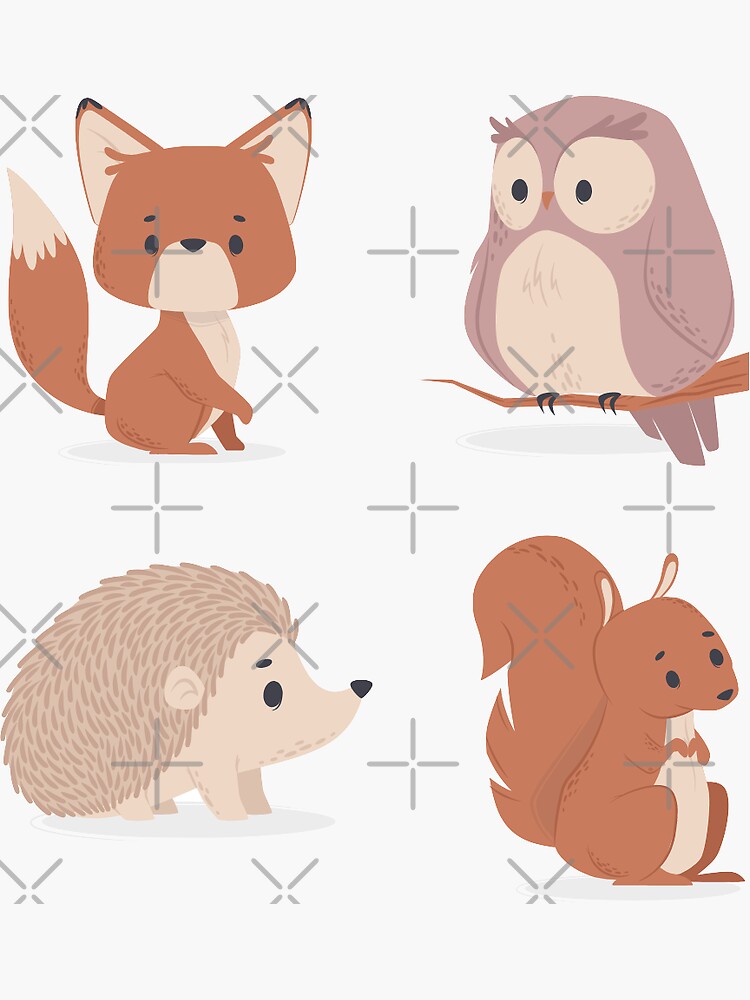 "Cute Forest Animals Pack" Sticker for Sale by EmikoNamika | Redbubble