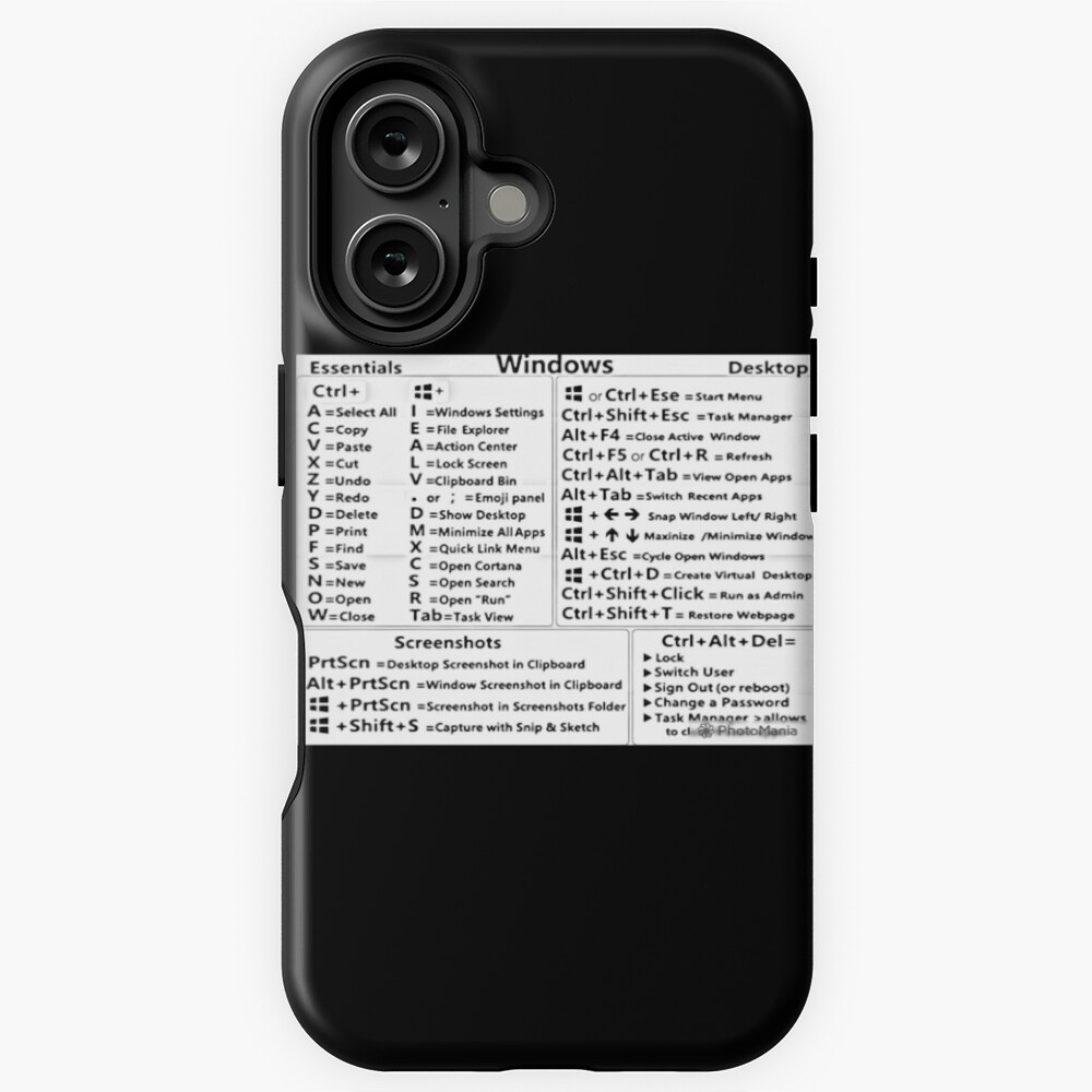 "Windows Computer Shortcut Keys (Black & White)" Poster for Sale by RENAGADE4LYF | Redbubble