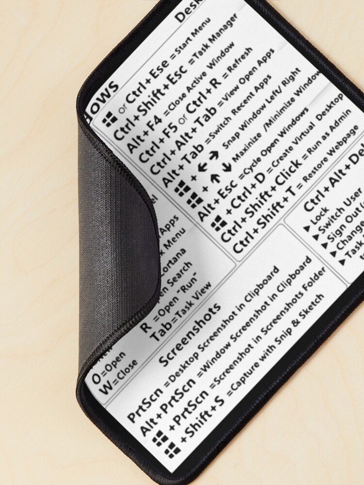 "Windows Computer Shortcut Keys (Black & White)" Mouse Pad for Sale by ...