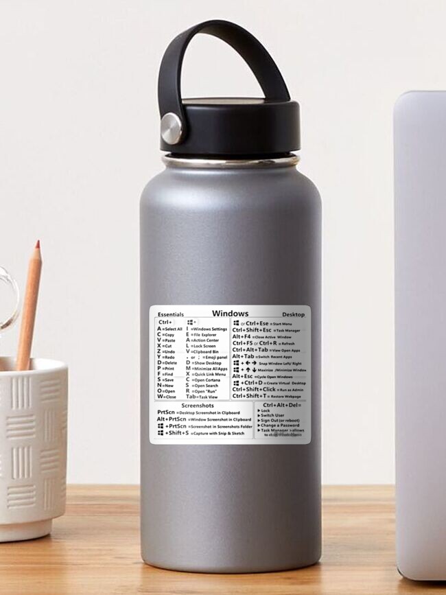 "Windows Computer Shortcut Keys (Black & White)" Sticker for Sale by RENAGADE4LYF | Redbubble