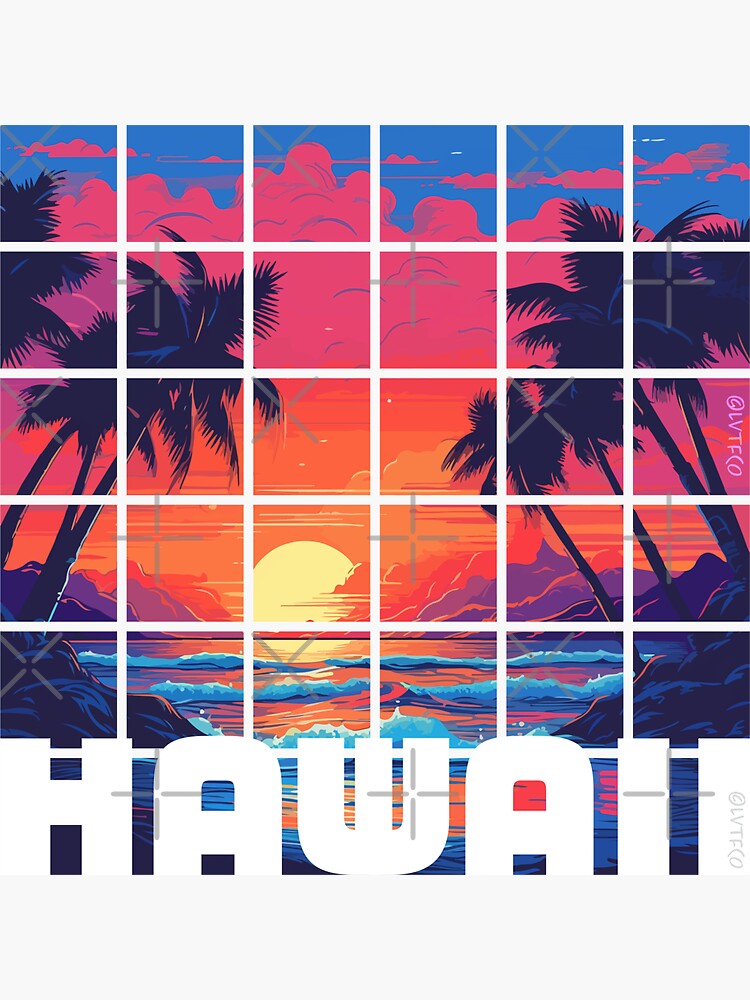 "Hawaiian Sunset 80s Synthwave" Sticker for Sale by LuveeTuffCo | Redbubble