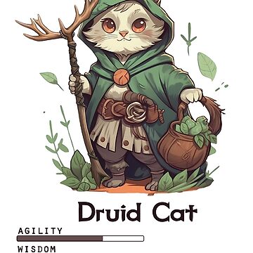 "DnD RPG Druid Cat" Sticker for Sale by PorcupineQuill | Redbubble