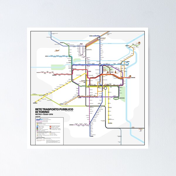 "Turin Italy City Bus Tram Train Metro Transport Map" Poster for Sale ...