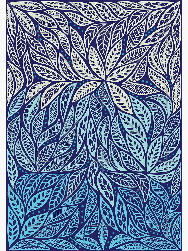 "Polynesian Tribal Tattoo Shades Of Blue Floral Design " Sticker for ...