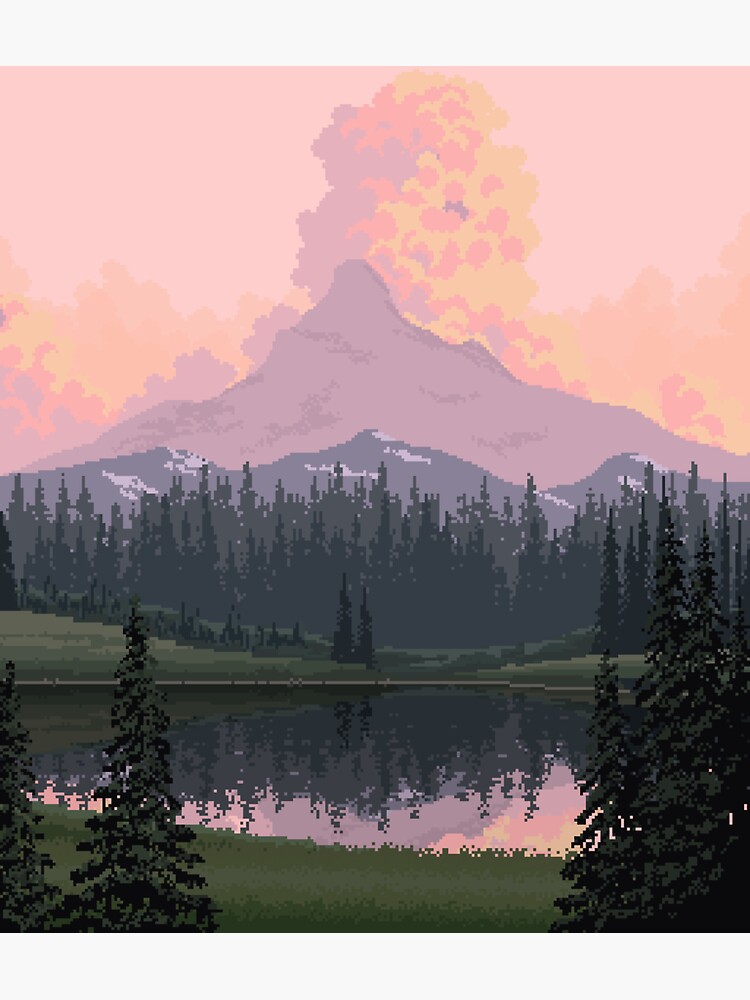 "Pink sunset scenery pixel art" Sticker for Sale by pixelatedprints ...