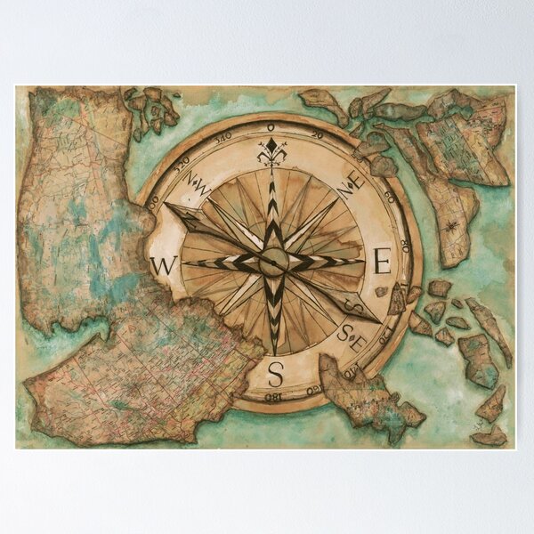 "nautical compass" Poster for Sale by LibbiesLabel | Redbubble