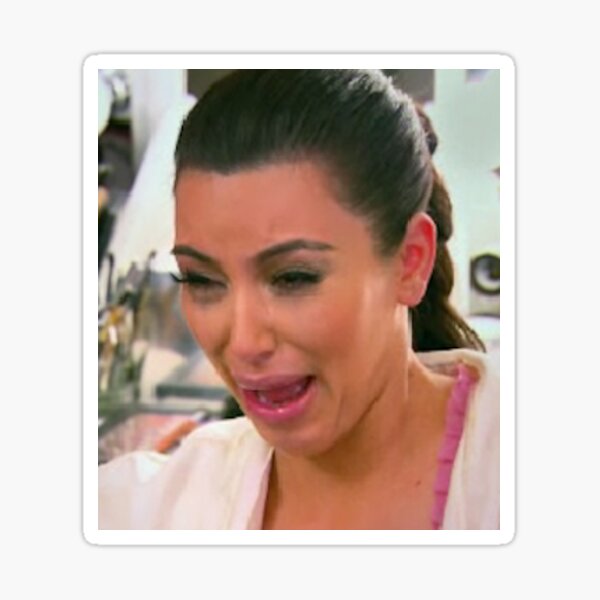 "Kim K crying over her Divorce" Sticker by curlykhaila | Redbubble