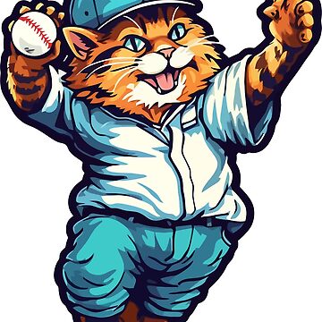 "Playful Feline: Baseball Cat Design" Sticker for Sale by Artwyz ...