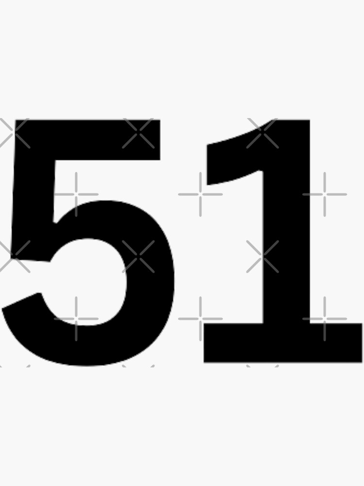 "00251 number 51 fifty one B" Sticker for Sale by guillermositweb ...