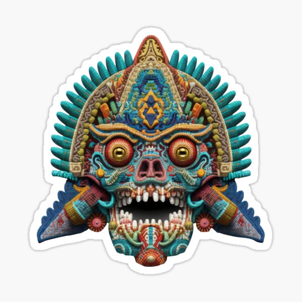 "KUKULKAN mayan god deluxe design made of embroidery textile" Sticker ...