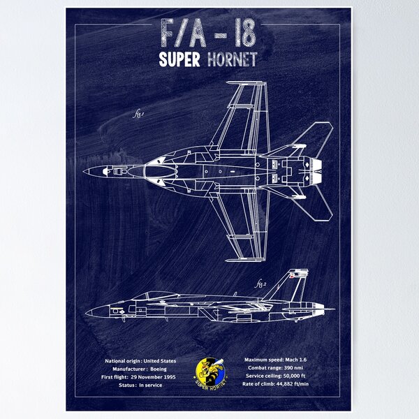 "F-18 Super Hornet Blueprint" Poster for Sale by StanArt02 | Redbubble
