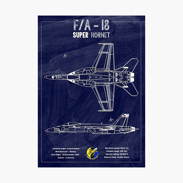 "F-18 Super Hornet Blueprint" Photographic Print for Sale by StanArt02 ...