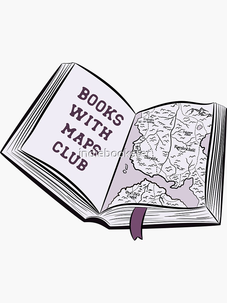 "books with maps club" Sticker for Sale by indiebookster | Redbubble