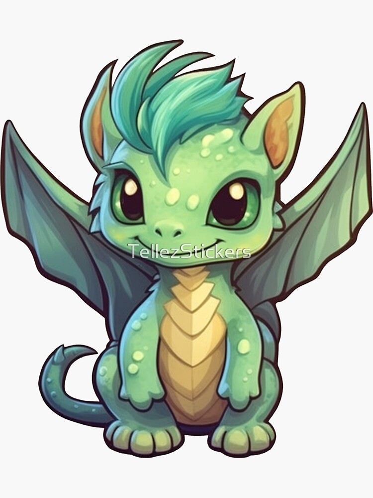 "cute green dragon" Sticker for Sale by TellezStickers | Redbubble