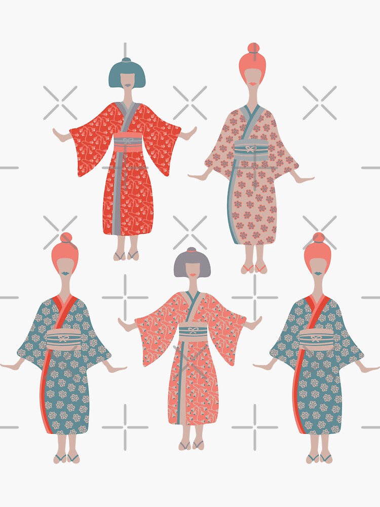 "KIMONO LADIES Traditional Japanese Geisha Women in Traditional Palette ...