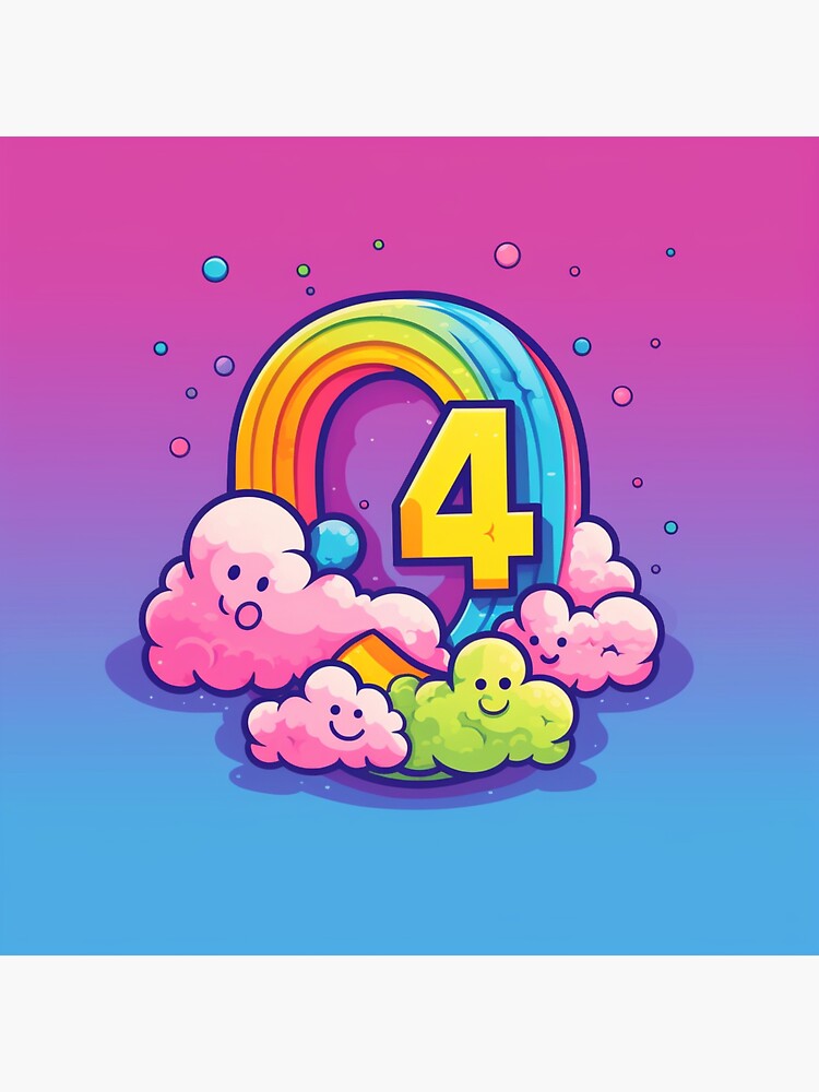 "Clouds and rainbows for number 4" Sticker for Sale by CutePlanetEarth ...