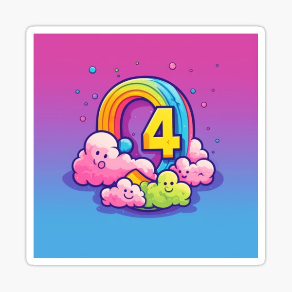 "Clouds and rainbows for number 4" Sticker for Sale by CutePlanetEarth ...