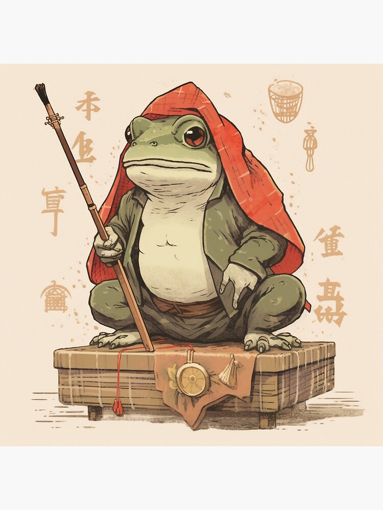 "Japanese Frog Poster, Matsumoto Hoji Poster, Funny Frog Poster, Frog ...