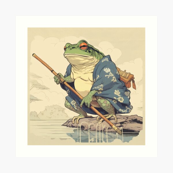 "Japanese Frog Poster, Matsumoto Hoji Poster, Funny Frog Poster, Frog ...