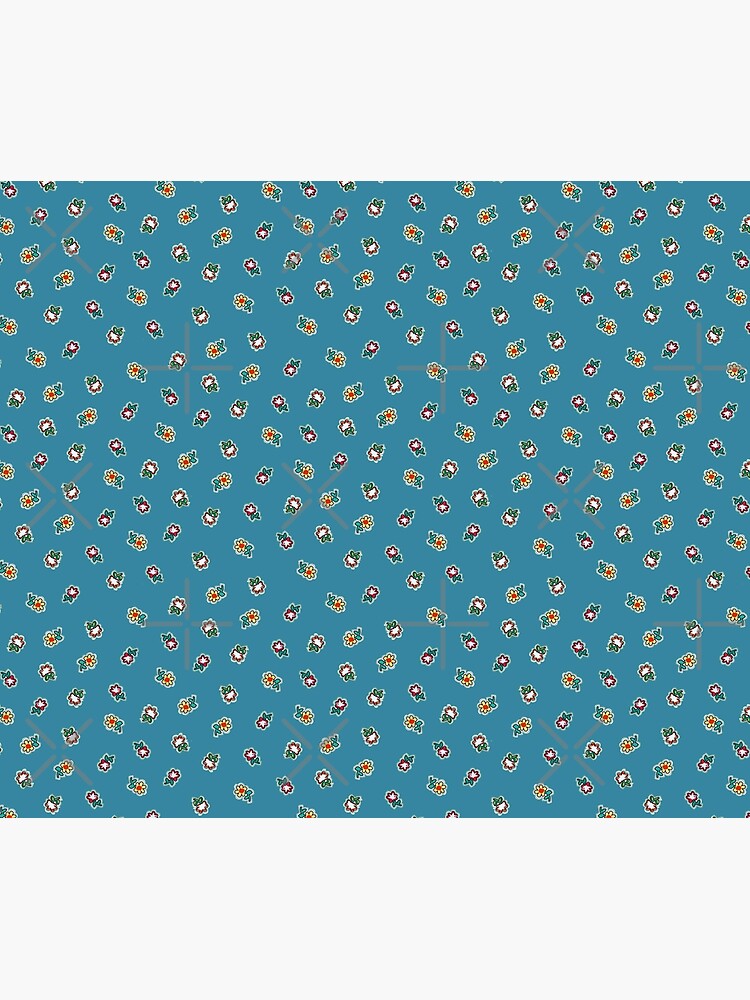 "Robins Egg Blue Background with Small Flowers Retro Pattern" Poster ...