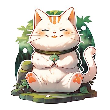 "Cute Kawaii Forest Manekineko Cat" Sticker for Sale by CozyKawaiiArt ...