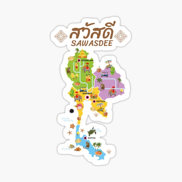 "Sawasdee Thailand - Mini Thailand travel map" Sticker for Sale by ...