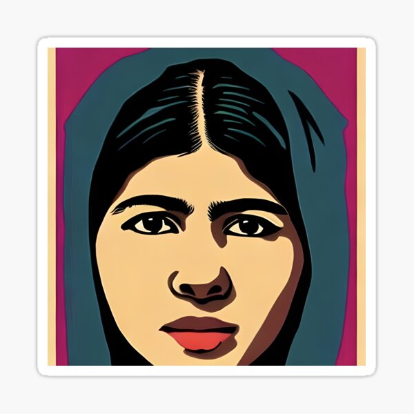 "Digital Art of Malala Yousafzai" Sticker for Sale by Karelvdvd | Redbubble