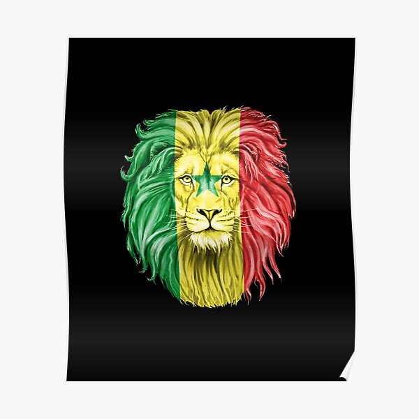 Poster for Sale avec l'œuvre « lion drapeau du Sénégal, lion du Sénégal ...