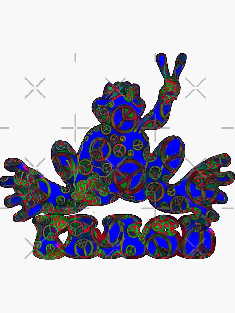 "Dark Blue Peace Frog with Peace Signs" Sticker for Sale by natnat7w ...