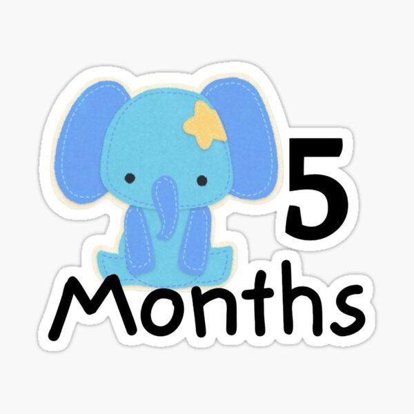 "5 Months Baby Milestones Boy Elephant Blue " Sticker for Sale by ...