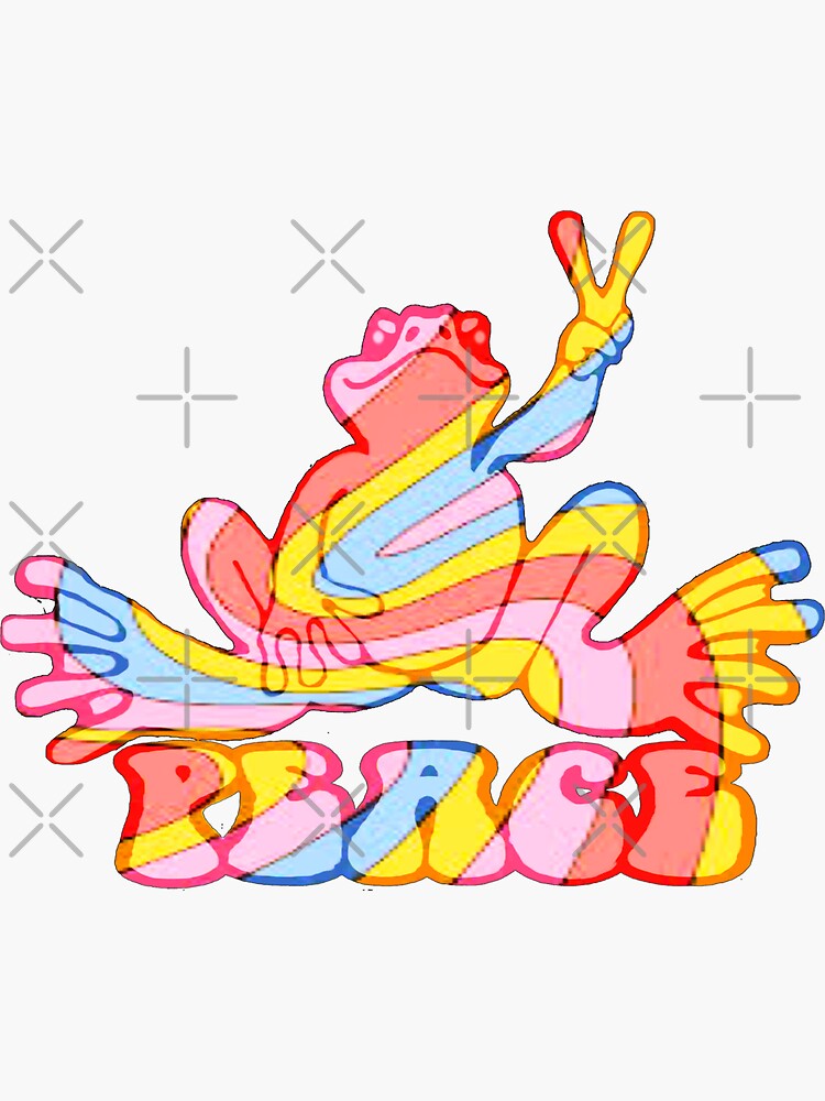 "Light Pink Yellow Blue Swirl Peace Frog " Sticker for Sale by natnat7w ...