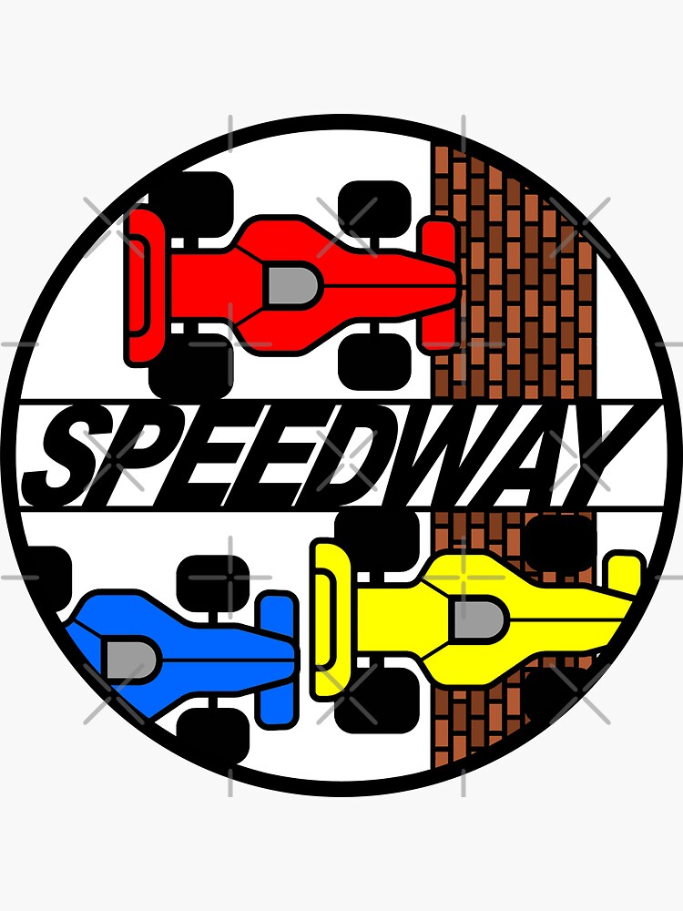 "SPEEDWAY round logo 3 CARS RYB with bricks" Sticker for Sale by ...
