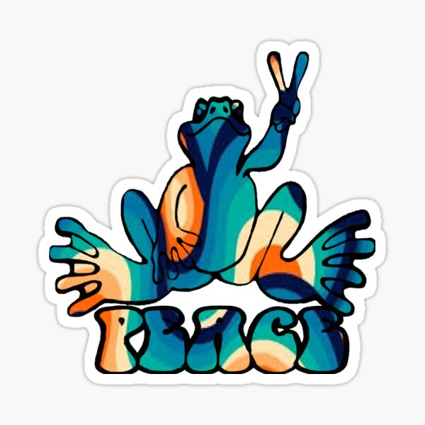 "Orange Blue Swirl Peace Frog " Sticker for Sale by natnat7w | Redbubble