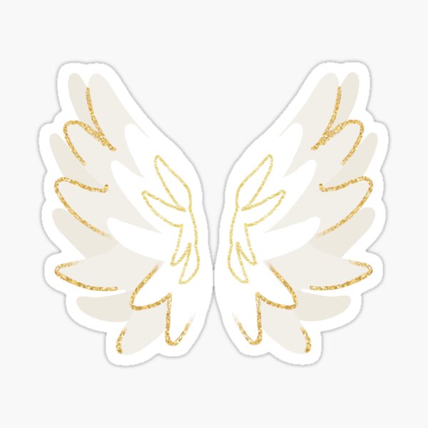 "White & Gold Angel Wings" Sticker for Sale by preppydoodles | Redbubble