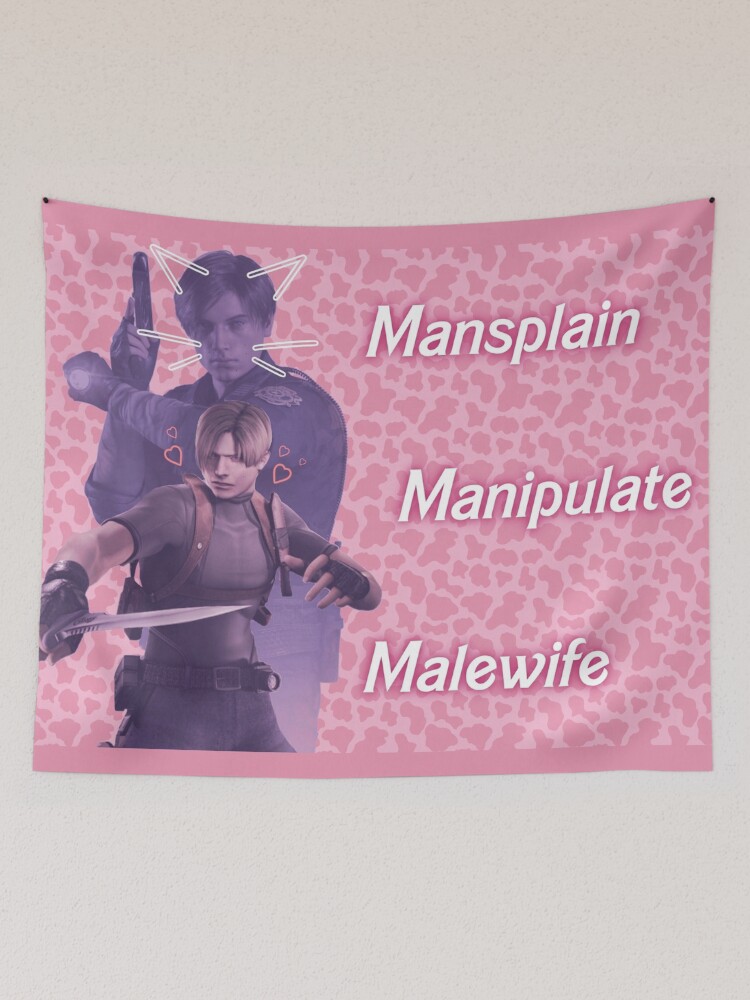 "Mansplain, Manipulate, Malewife Leon (Cow) PINK VERSION" Tapestry for ...