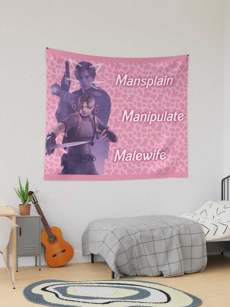 "Mansplain, Manipulate, Malewife Leon (Cow) PINK VERSION" Tapestry for ...