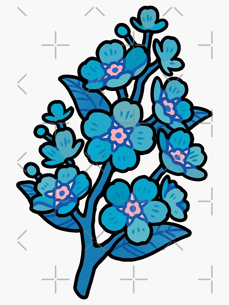 "forget me not branch" Sticker for Sale by freshbobatae | Redbubble