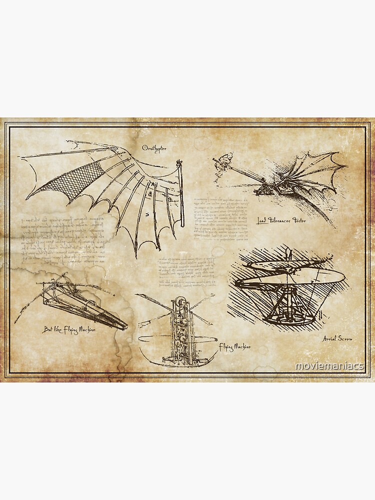 "Leonardo da Vinci's Flying Machines plans " Sticker for Sale by ...