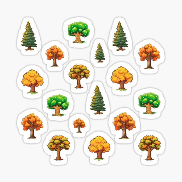 "Tiny cute tree set " Sticker for Sale by independent-fox | Redbubble