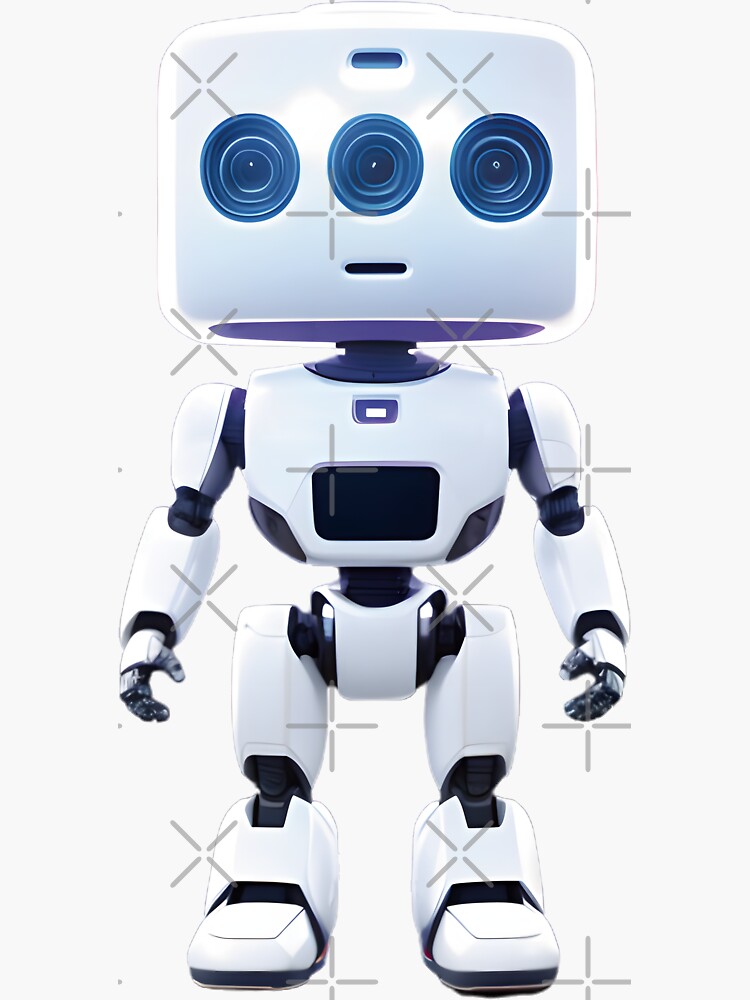 "3-eyed white robot | Futuristic robot art and design" Sticker by ...